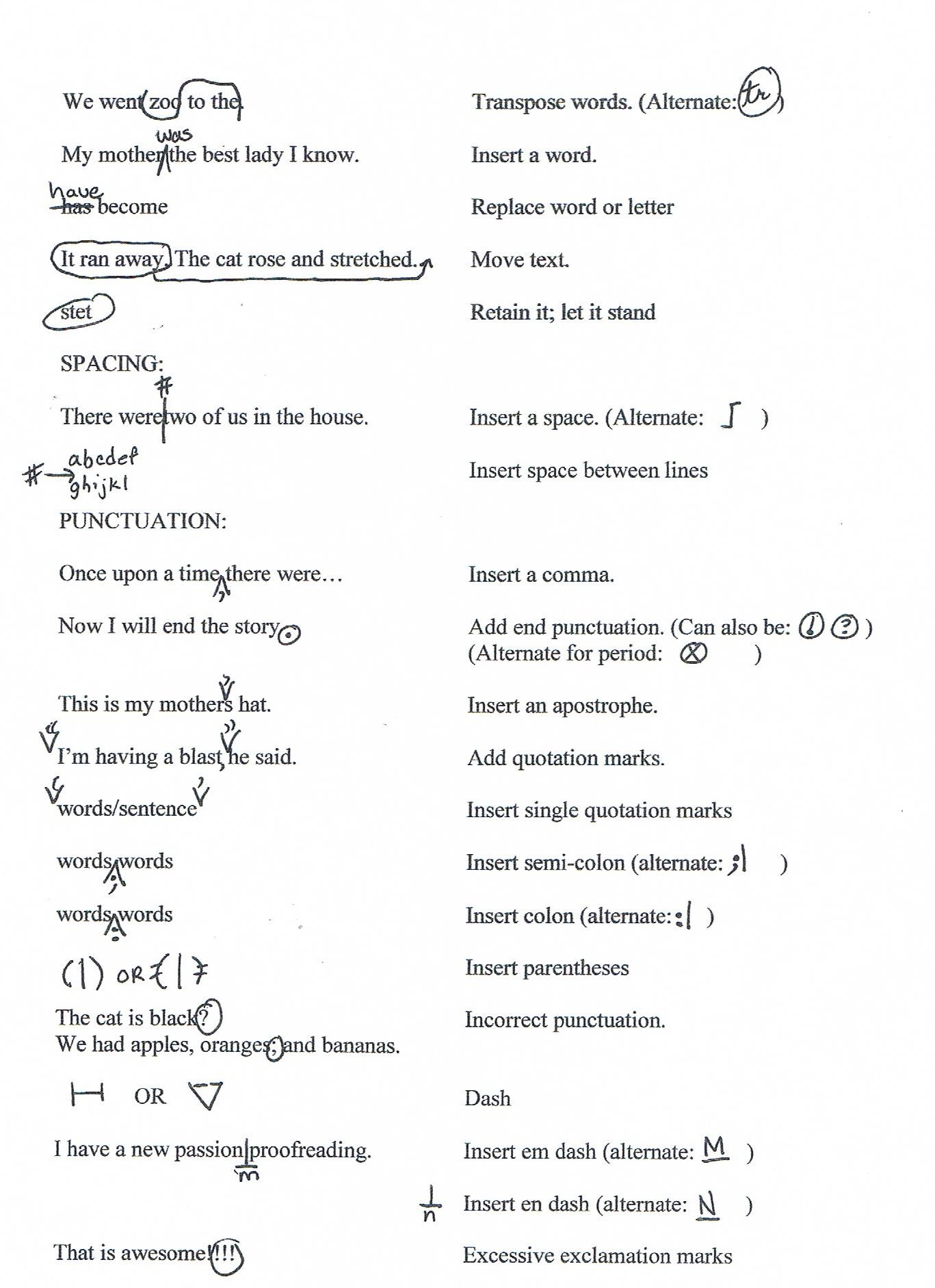 A Collection of Editing Marks – Norma J. Hill